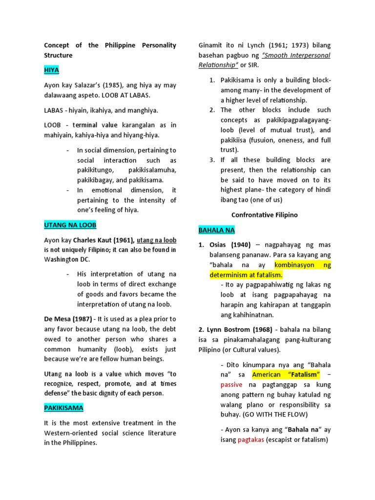 Concept of The Philippine Personality Structure | PDF | Philippines ...