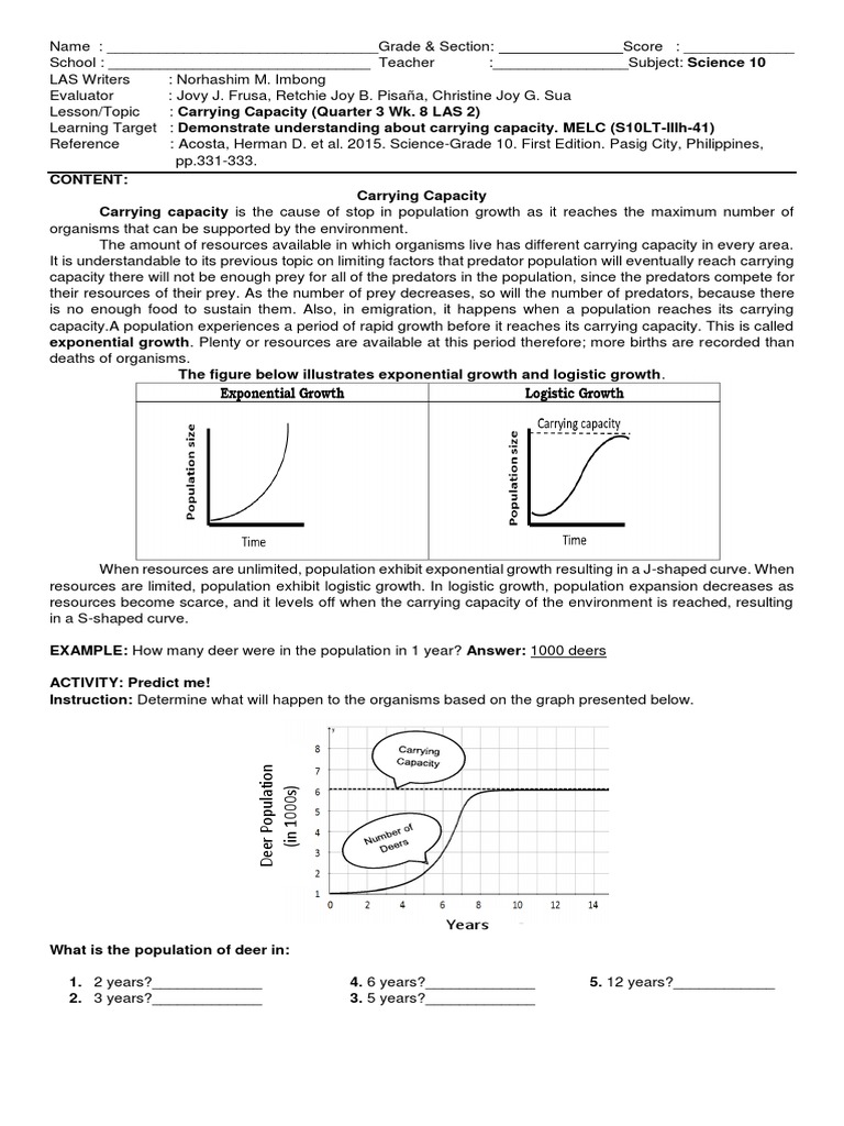 Understanding Carrying Capacity in Ecology | PDF | Logistic Function ...