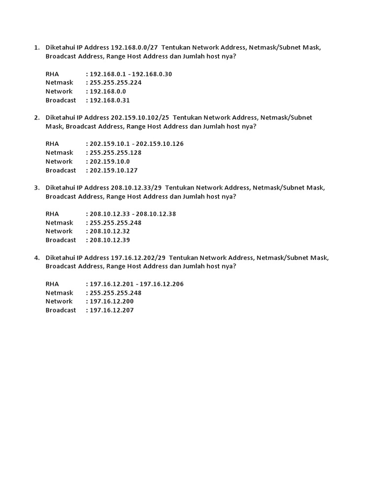 Ujian Perhitungan IP Address | PDF
