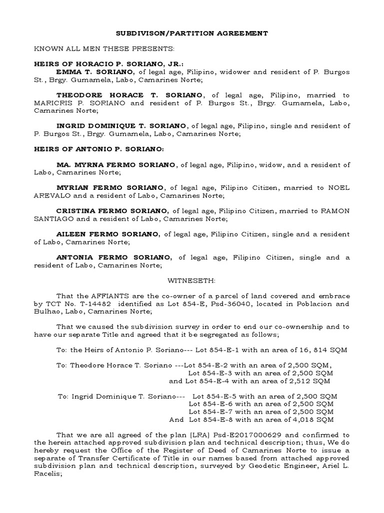 Subdivision Agreement | PDF | Real Property Law | Real Estate Law