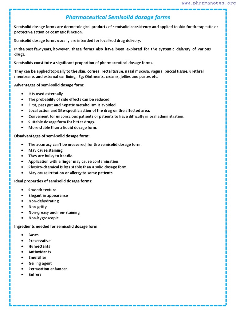 Semi Solid Dosage | PDF | Topical Medication | Emulsion