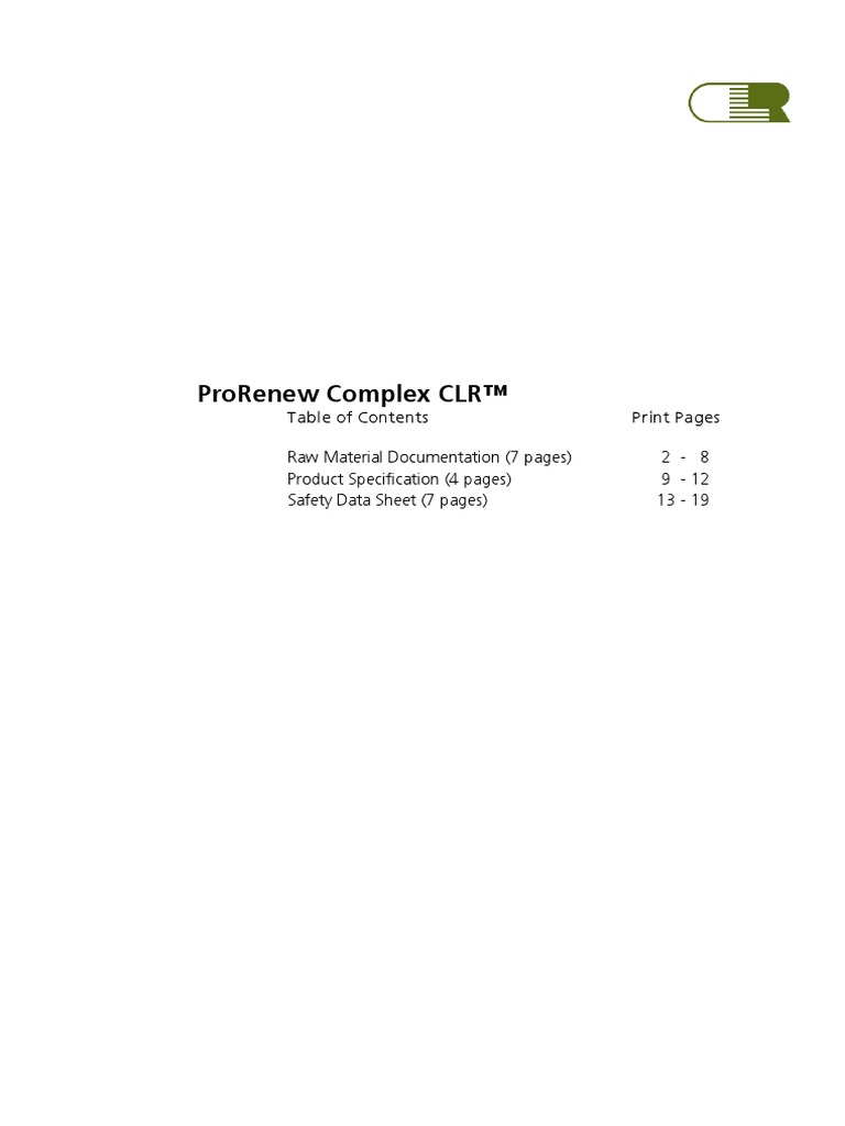 ProRenew Complex CLR SDS | PDF | Toxicity | Dangerous Goods