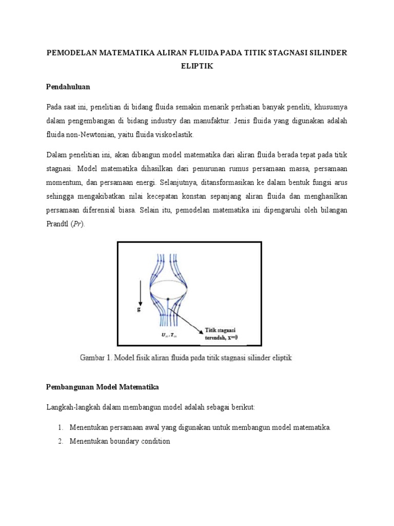 Pemodelan Matematika Aliran Fluida Pada Titik Stagnasi Silinder Eliptik ...