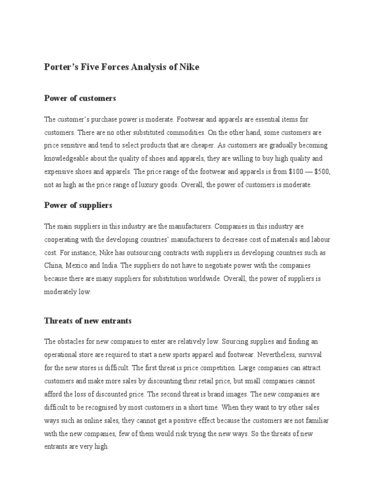 Porter's Five Forces Analysis of Nike | PDF | Competition | Brand