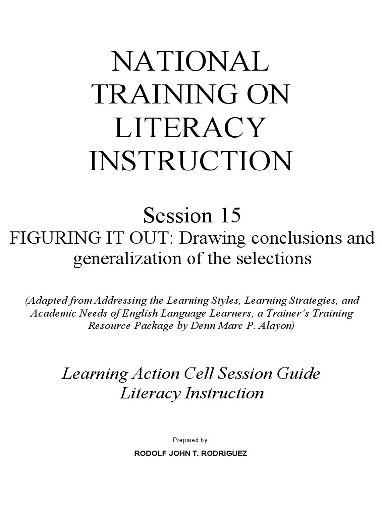 Generalization vs. Conclusion in Literacy | PDF | Learning | Wellness