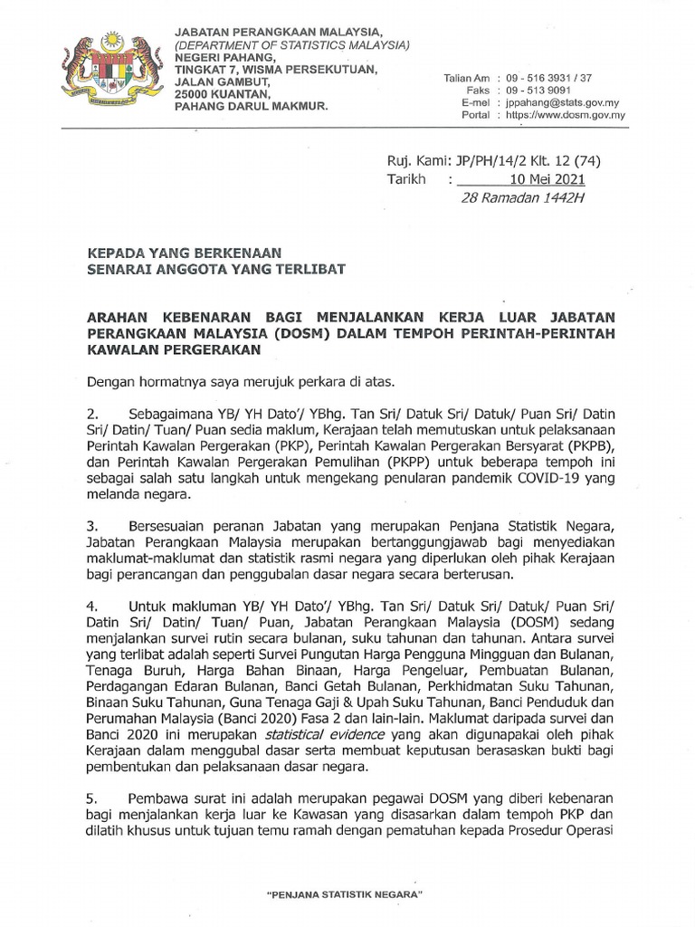 Surat Arahan Kerja Luar PKP | PDF