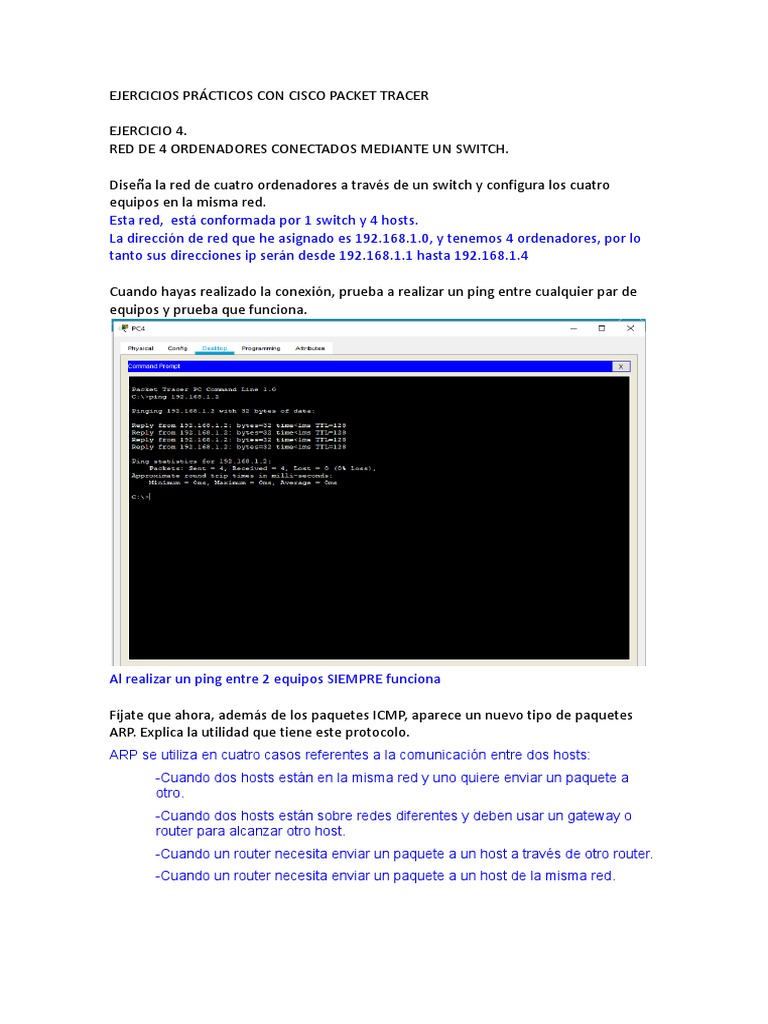Act4 - Ejercicios Practicos Con Cisco Packet Tracer | PDF