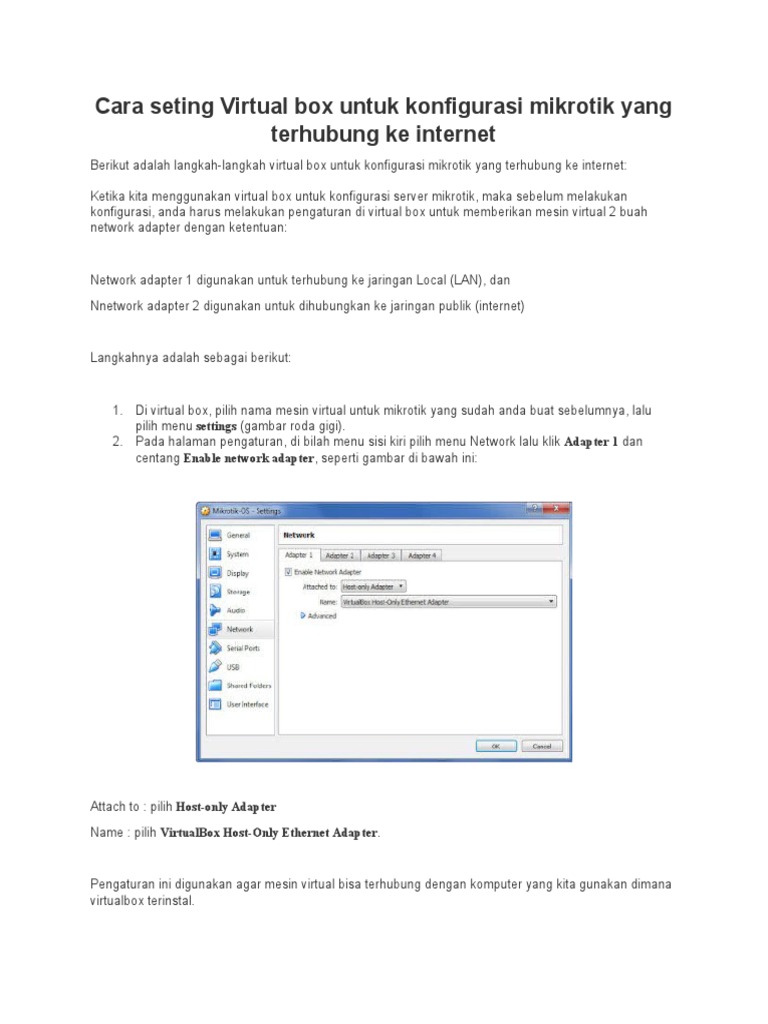 Cara Seting Virtual Box Untuk Konfigurasi Mikrotik Yang Terhubung Ke ...