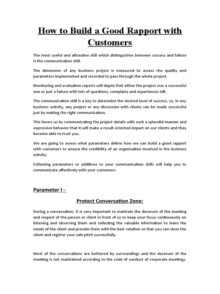GCO - How To Build A Good Rapport With Customers | PDF | Conversation ...