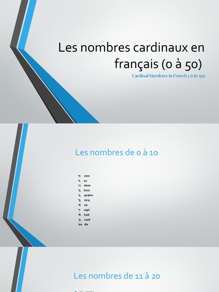 Les Nombres Cardinaux en Français | PDF