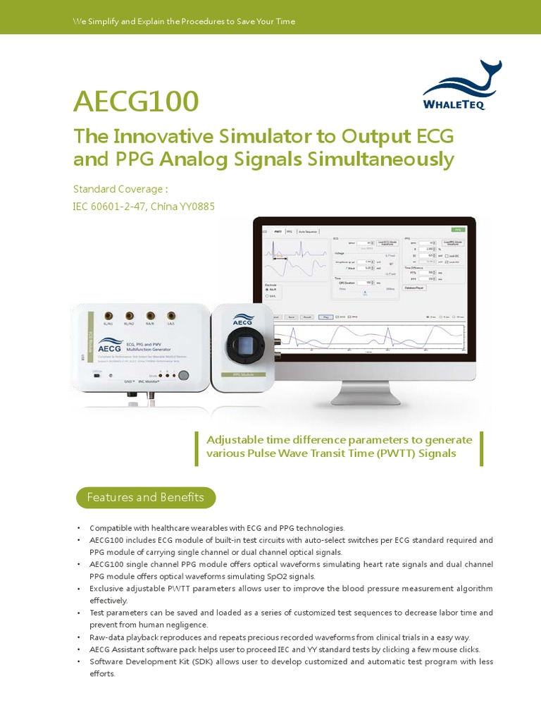 AECG100: The Innovative Simulator To Output ECG and PPG Analog Signals Simultaneously | PDF ...