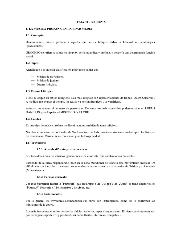 Música Profana en la Edad Media | PDF | Entretenimiento (general)