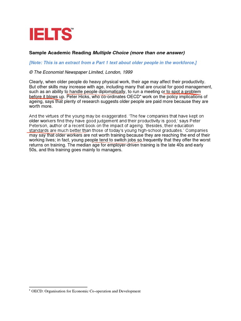 Sample Academic Reading Multiple Choice (More Than One Answer) | PDF | Salary | Economies