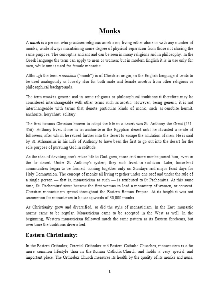 Monks: Eastern Christianity | PDF | Monk | Christian Monasticism