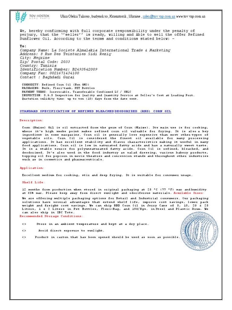 Non GMO Corn Oil FCO | PDF | Nutrition Facts Label | Fat
