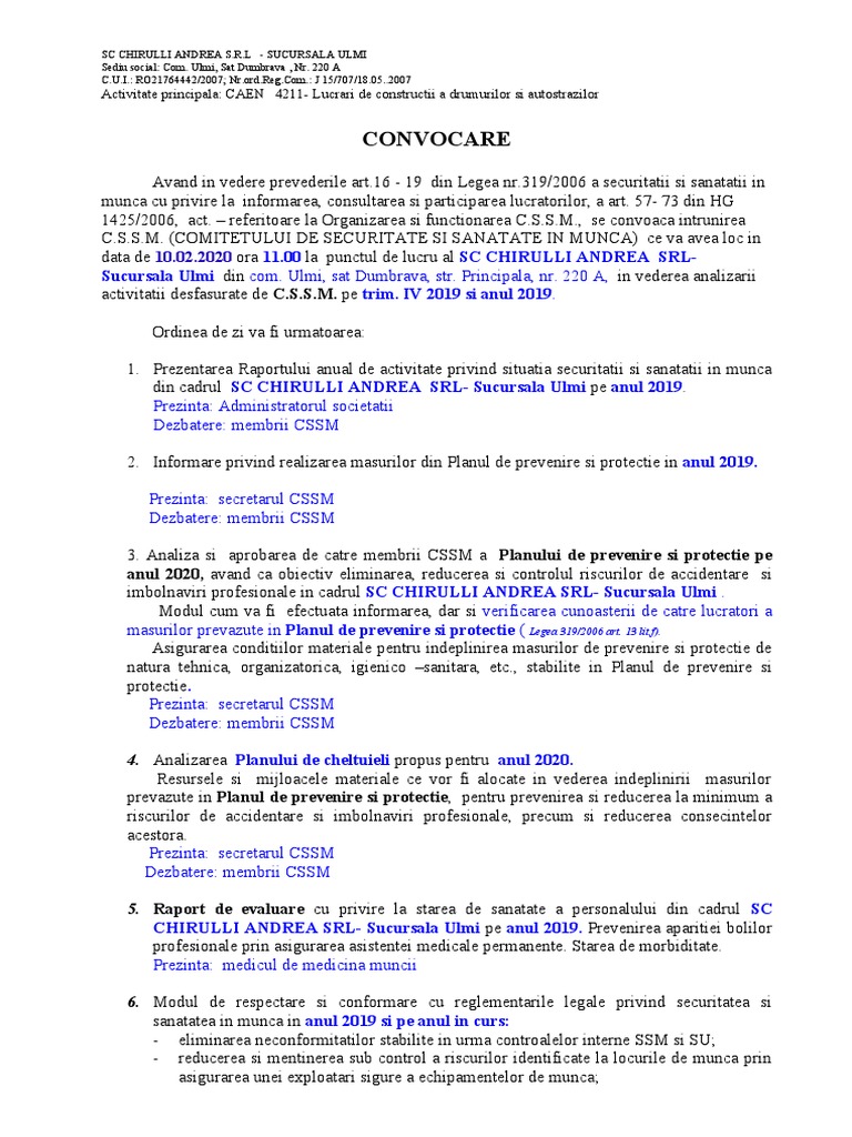 1 - Convocare Trim. IV CHIRULLI | PDF