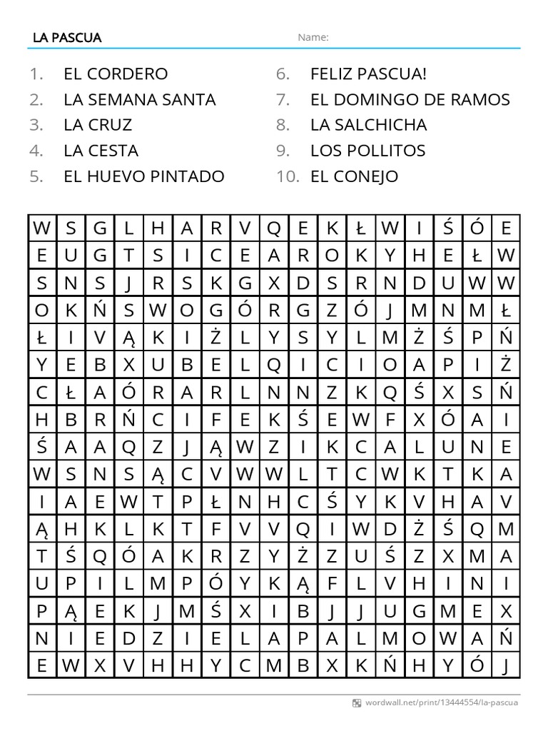 La Pascua Wordsearch | PDF