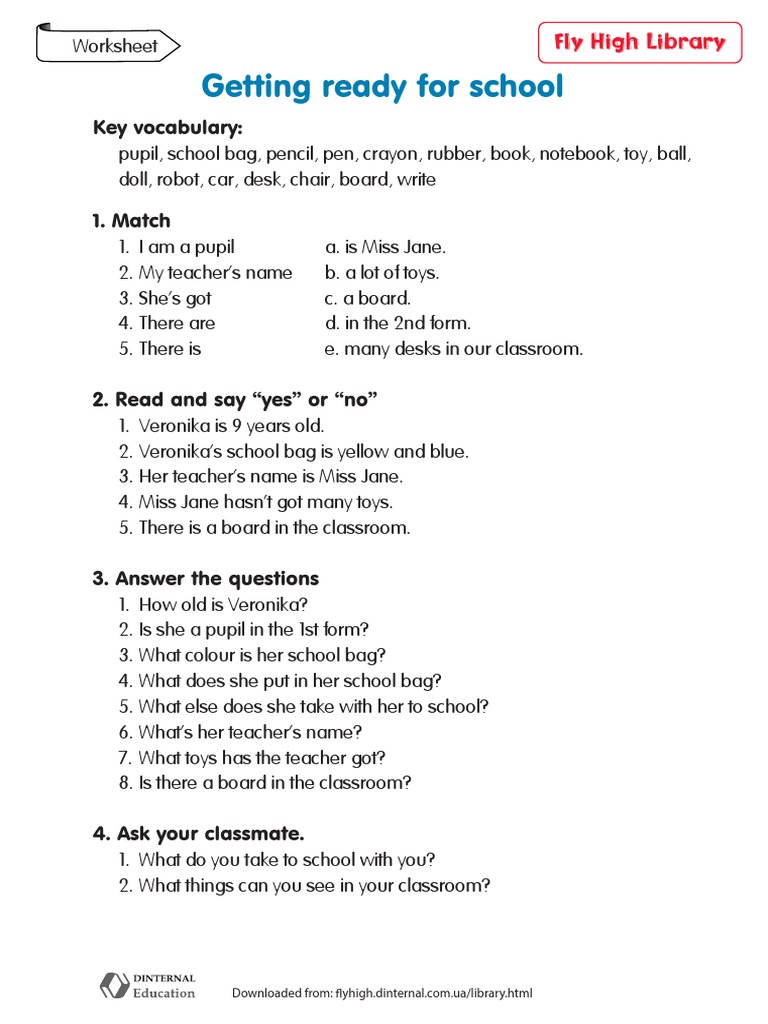 Getting Ready For School: Key Vocabulary | PDF