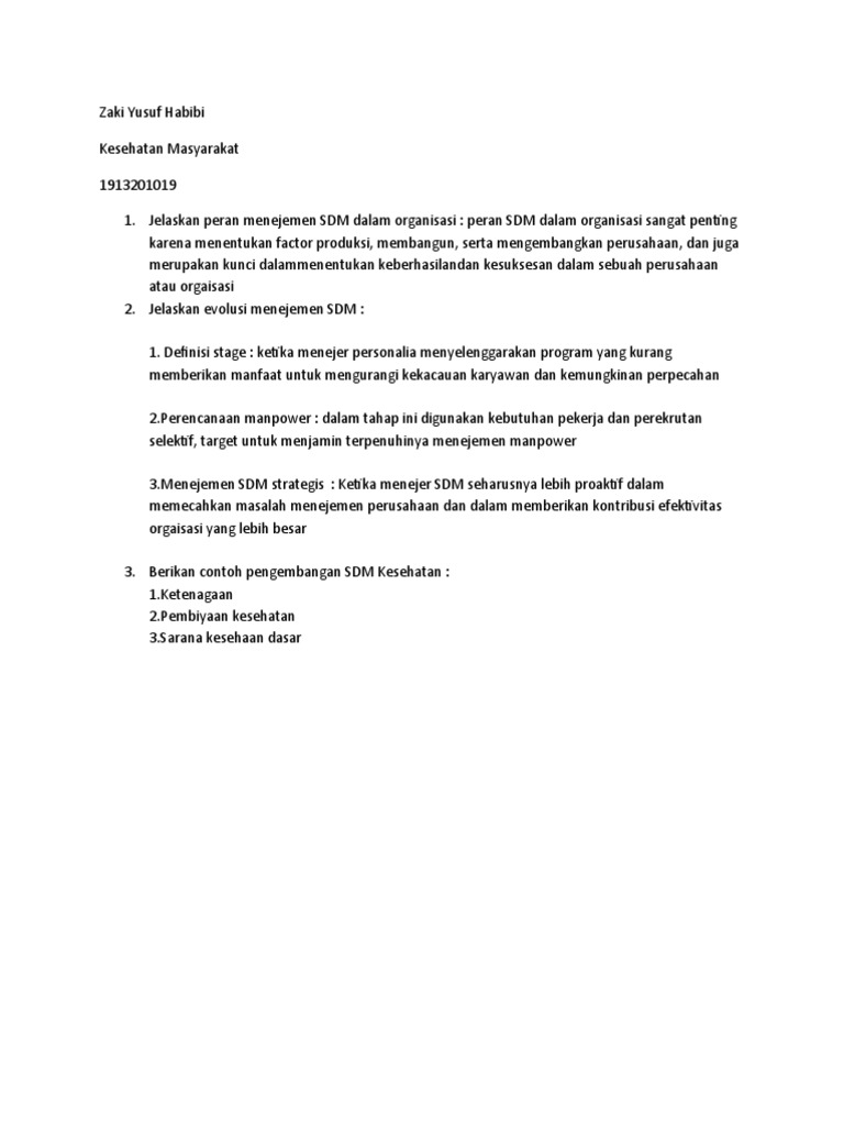 Tugas SDM Zaki Yusuf Habibi | PDF
