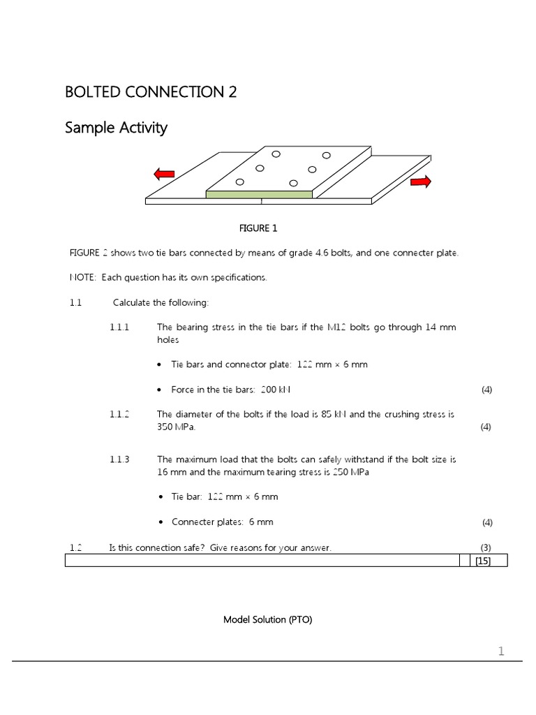 Activity Solutions - BOLTED CONNECTION 2 - BSCN5 | PDF | Screw | Stress ...