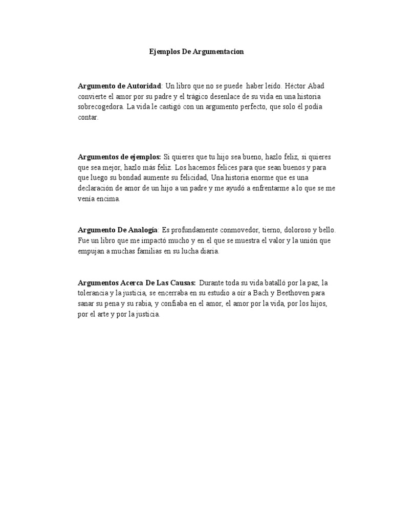 Ejemplos de Argumentacion | PDF
