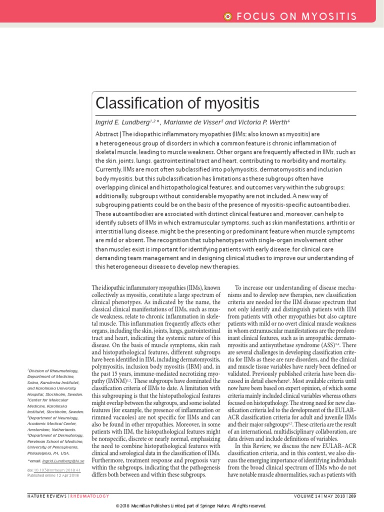 Classification of Myositis | PDF | Epidemiology | Immunology