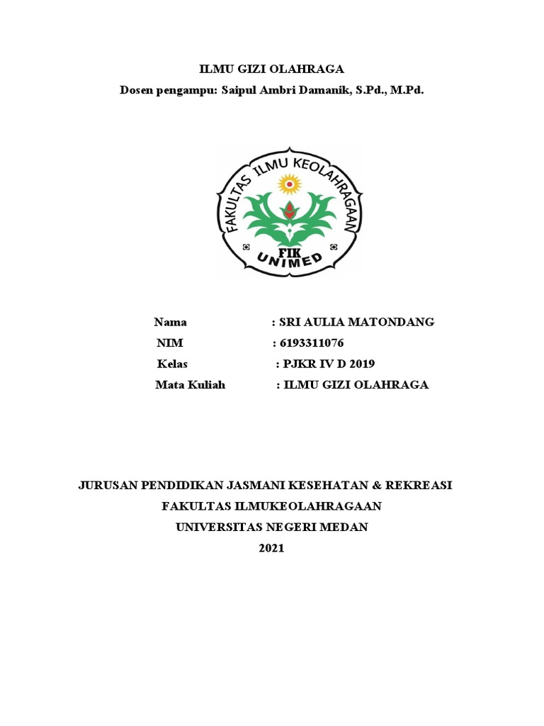 Tugas Gizi Menghitung Kecukupan Energi Sri Aulia | PDF | Kesehatan Holistik