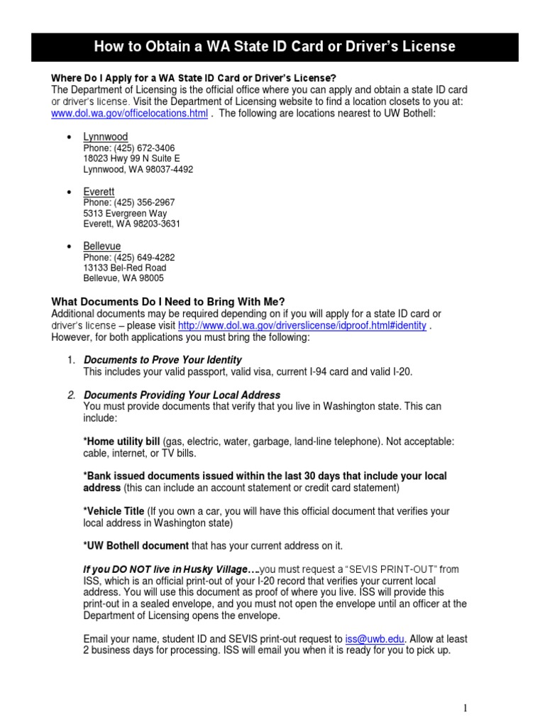 How To Obtain A WA ST Ate ID Card or Driver's License: WWW - Dol.wa ...