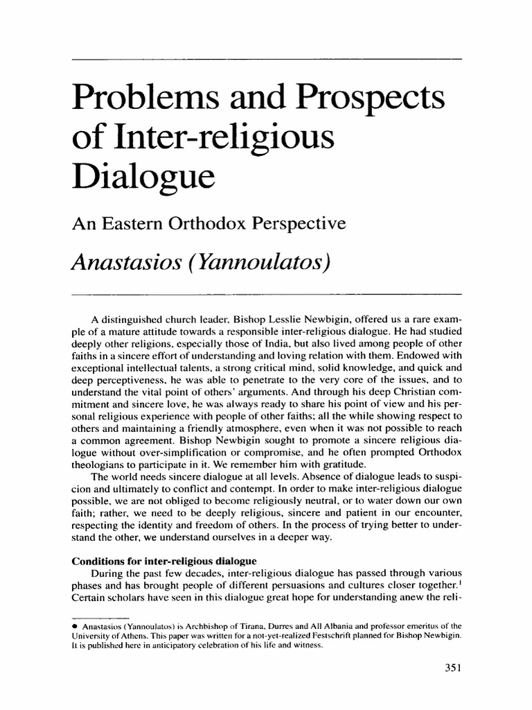 Problems and Prospects of Inter-Religious Dialogue - An Eastern ...