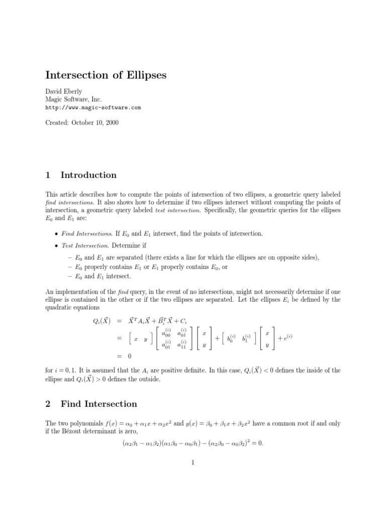 Intersection of Ellipses | PDF | Polynomial | Equations