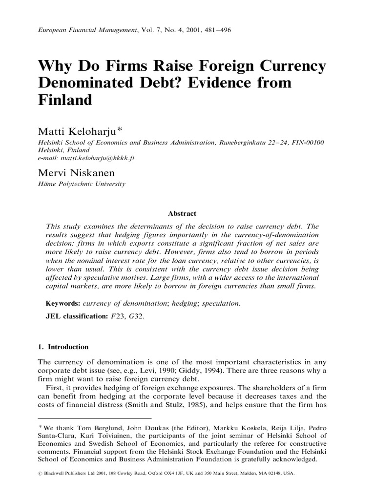 Foreign Currency Denominated Debt | PDF | Loans | Debt