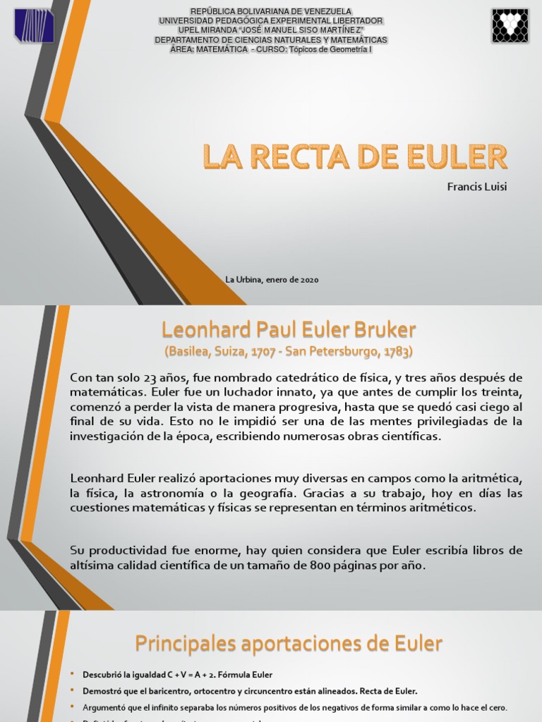 La Recta de Euler | PDF | Triángulo | Leonhard Euler