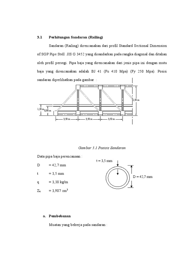 3.1perhitungan Sandaran (Railing) | PDF