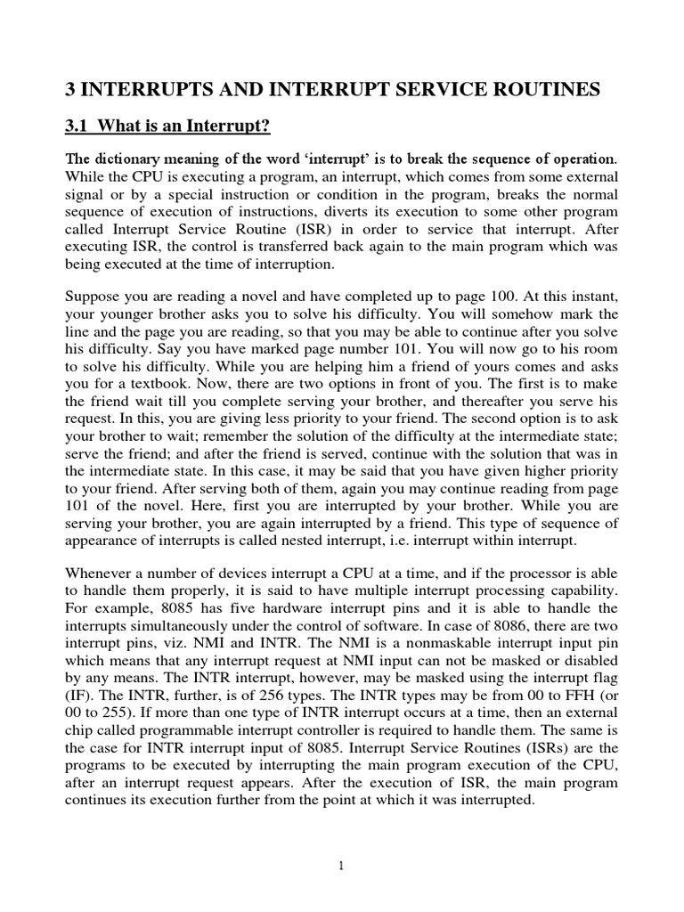 3 Interrupts and Interrupt Service Routines: 3.1 What Is An Interrupt? | PDF | Pointer (Computer ...