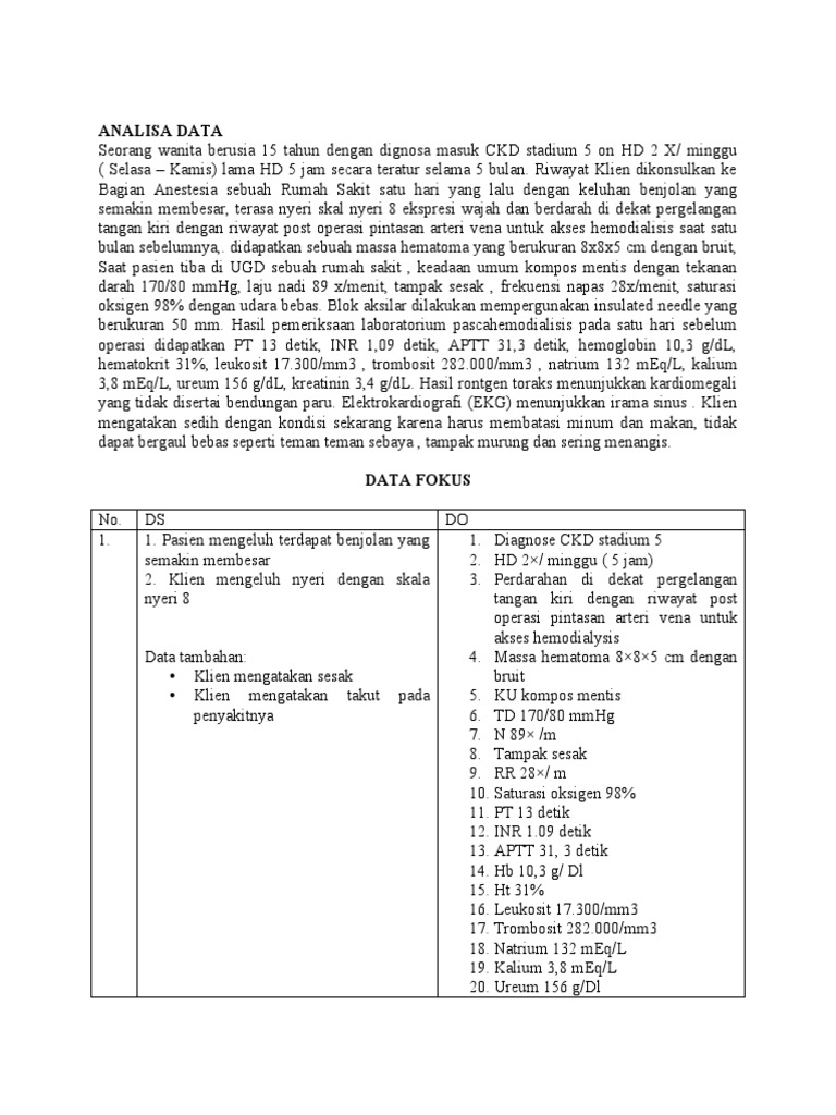 ANALISA DATA CKD Stadium 5 | PDF | Sains & Matematika