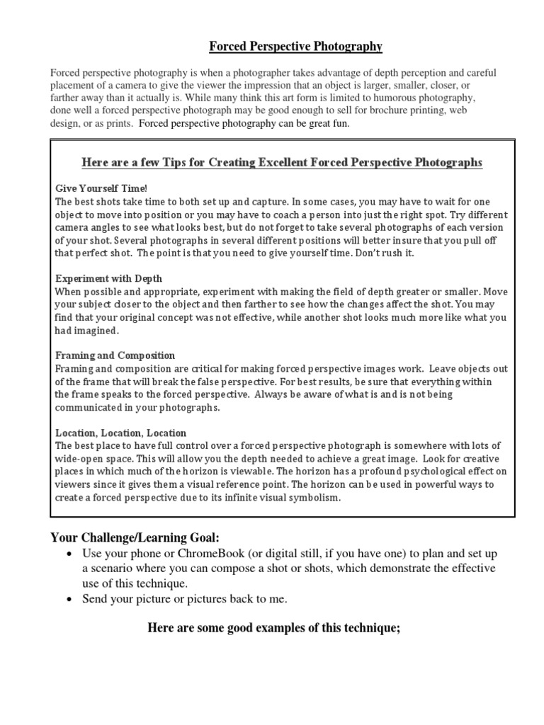 Forced Perspective Photography | PDF | Perspective (Graphical ...