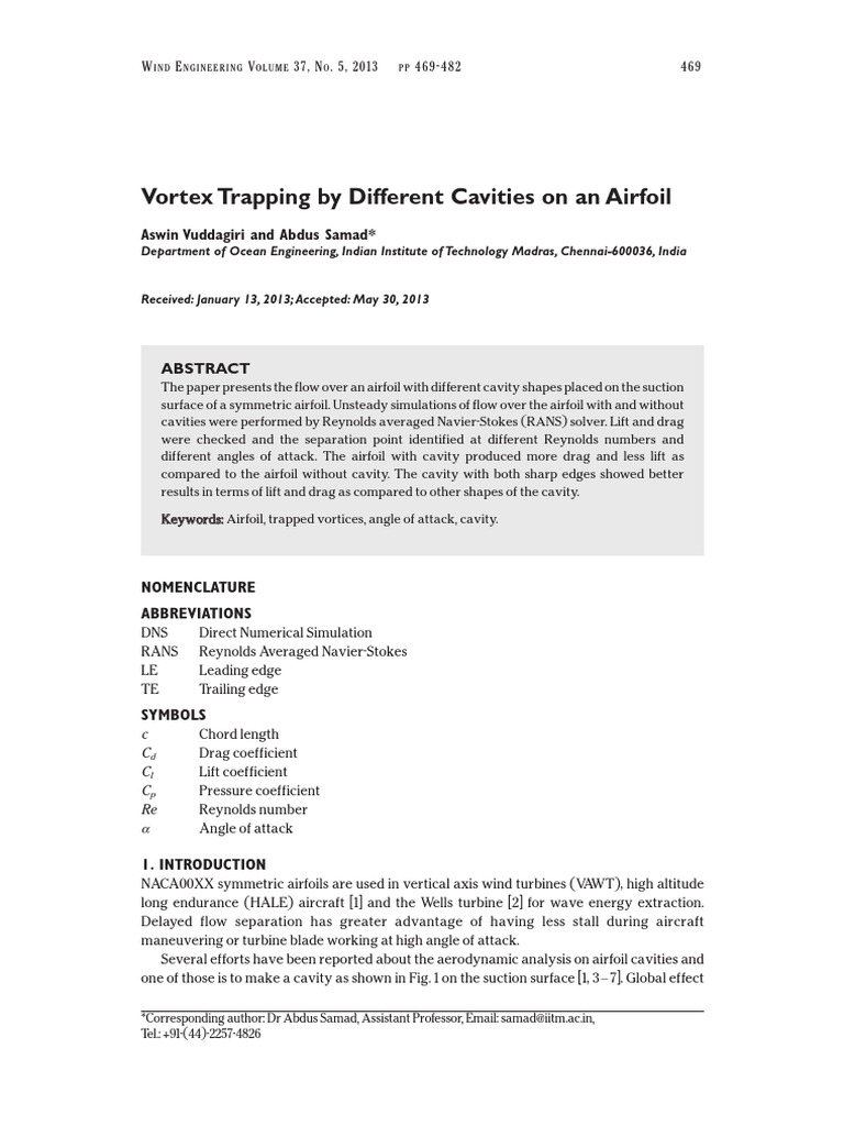 Vortex Trapping by Different Cavities On An Airfoil - 2013 | PDF ...