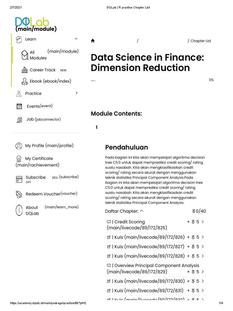 Data Science in Finance Dimension Reduction | PDF