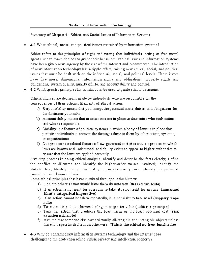 Ethical and Social Issues of Information Systems | PDF | Privacy | Morality