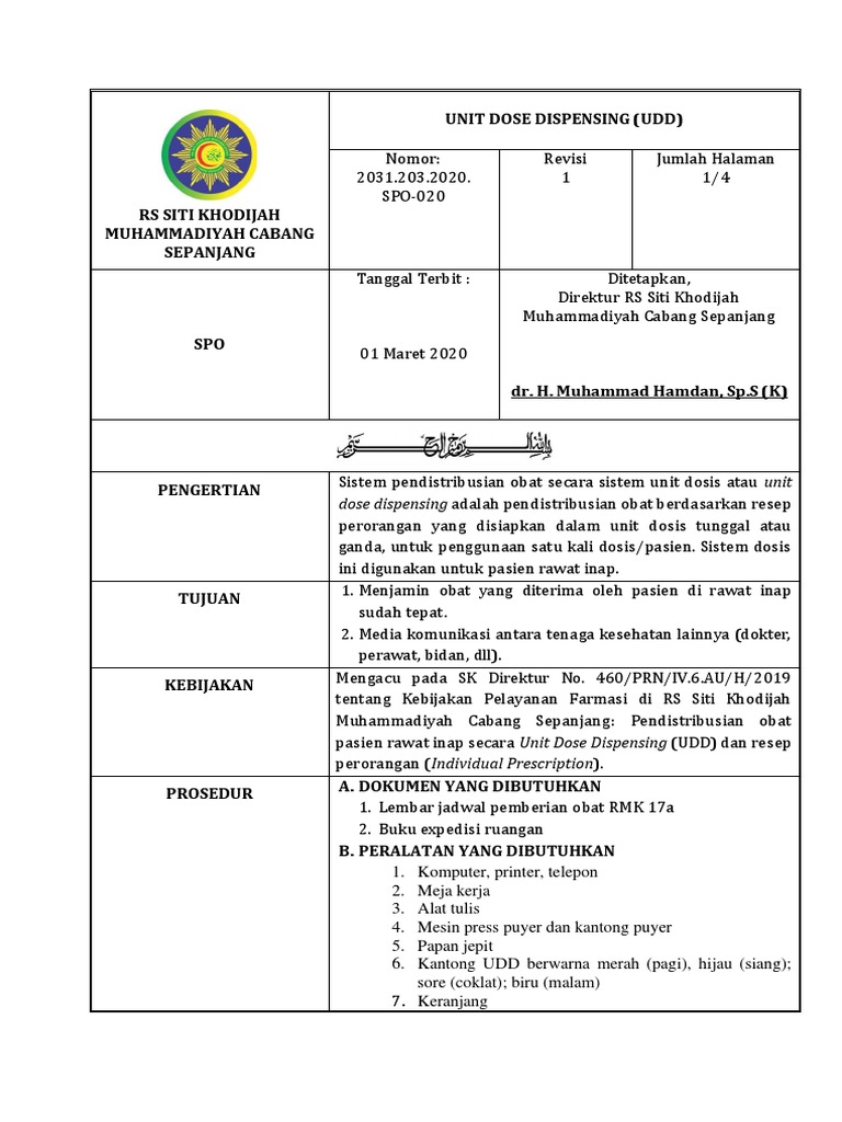 20.SPO UNIT DOSE DISPENSING (UDD) Covid | PDF