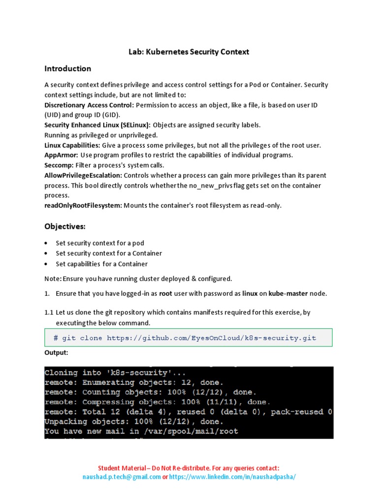 Lab27 - Kubernetes Pod Security Context | PDF | Superuser | System Software