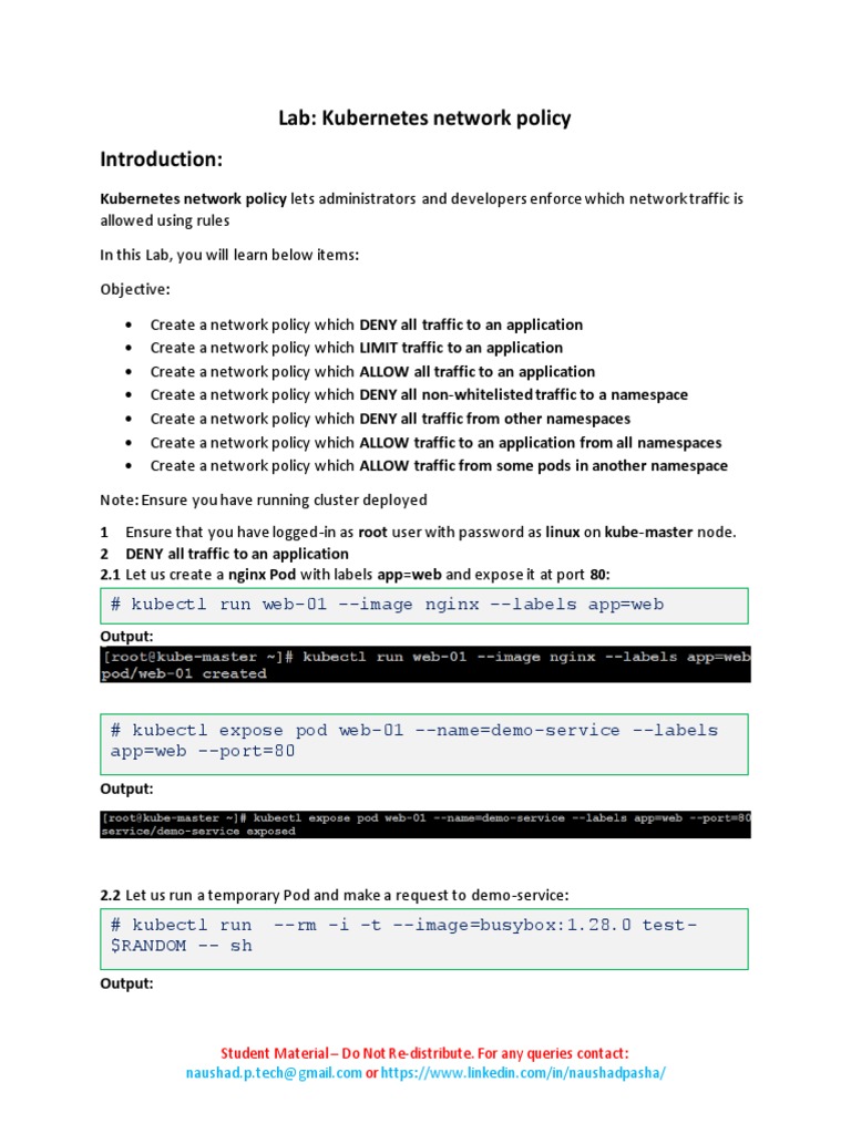 Kubernetes Network Policy Lab Guide | PDF | Computer Engineering ...