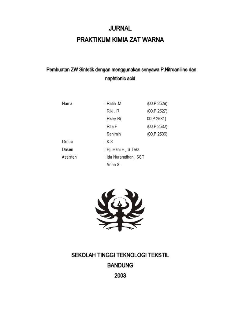 JURNAL Pem. ZW Sintetik Dg. Menggunakan Senyawa P.Nitroaniline Dan Naphtionic Acid | PDF
