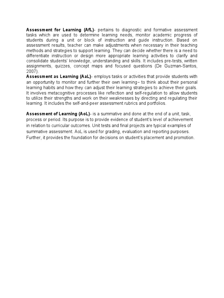 Assessment For Learning | PDF