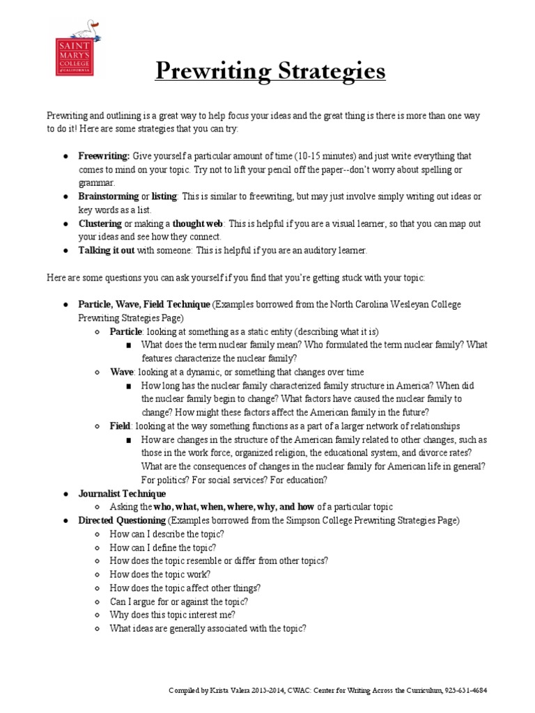Prewriting Strategies: Listing Thought Web | PDF | Human Communication ...