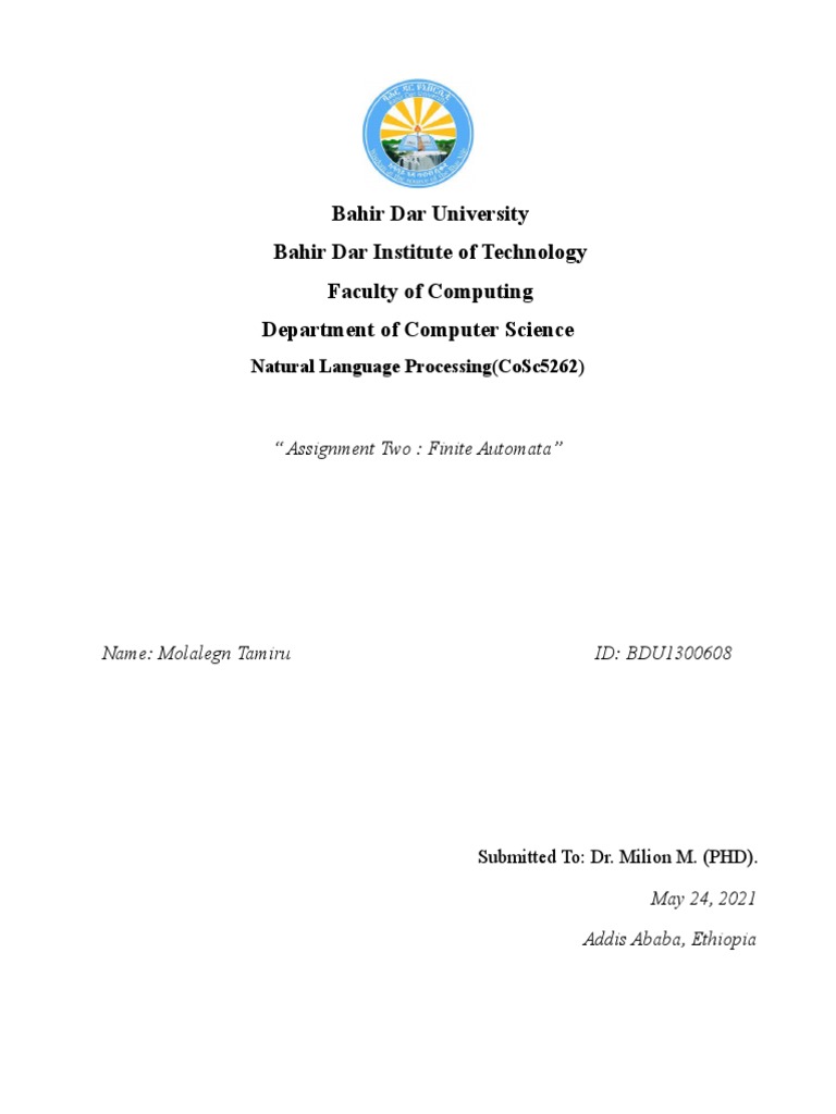 Assignment 2 Finite Automata Pdf Computational Science Algorithms