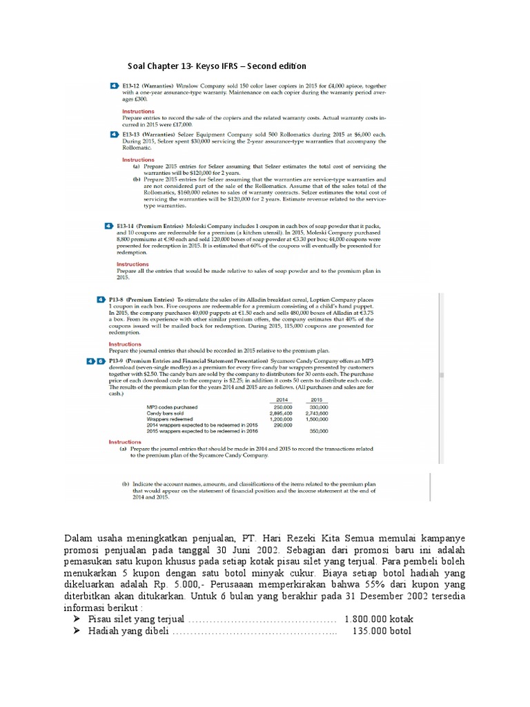 3.soal Chapter 13 - KEYSO IFRS-1 | PDF | Bisnis | Pengelolaan Keuangan & Uang