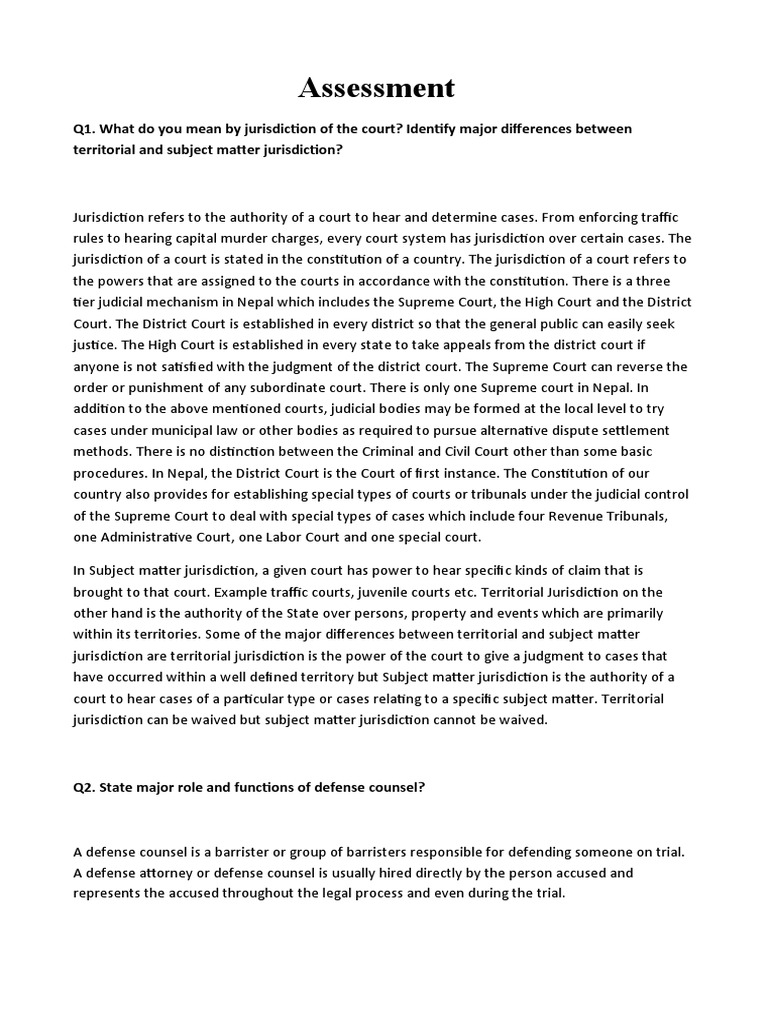 A Comprehensive Explanation of Court Jurisdiction and the Roles of ...