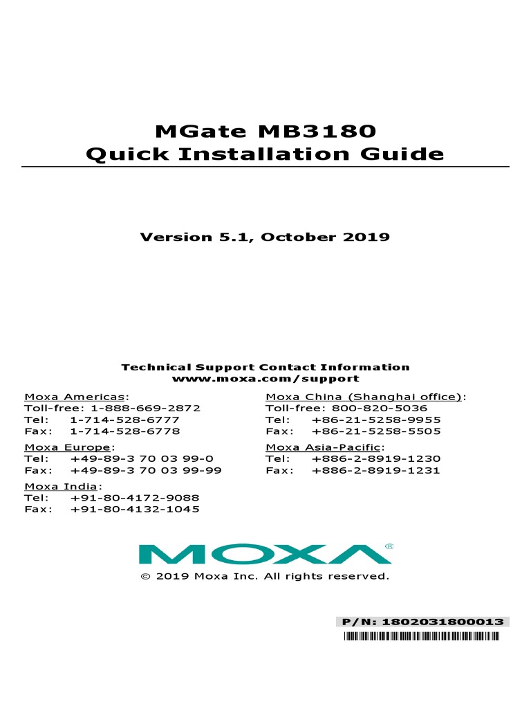 MGate MB3180 Quick Install Guide | PDF | Communications Protocols | Electronics