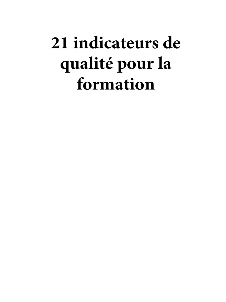 21 Indicateurs Qualite Formation | PDF | Formation à distance | Business